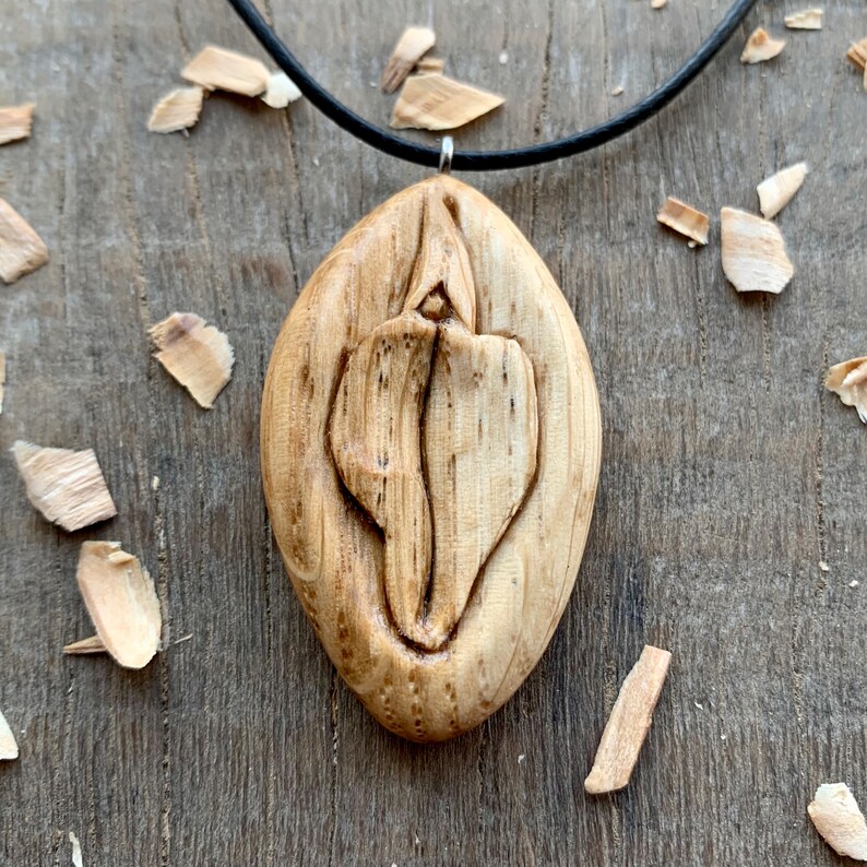 Vulva Necklace Of Realistic Design Handcvarved Wooden Etsy
