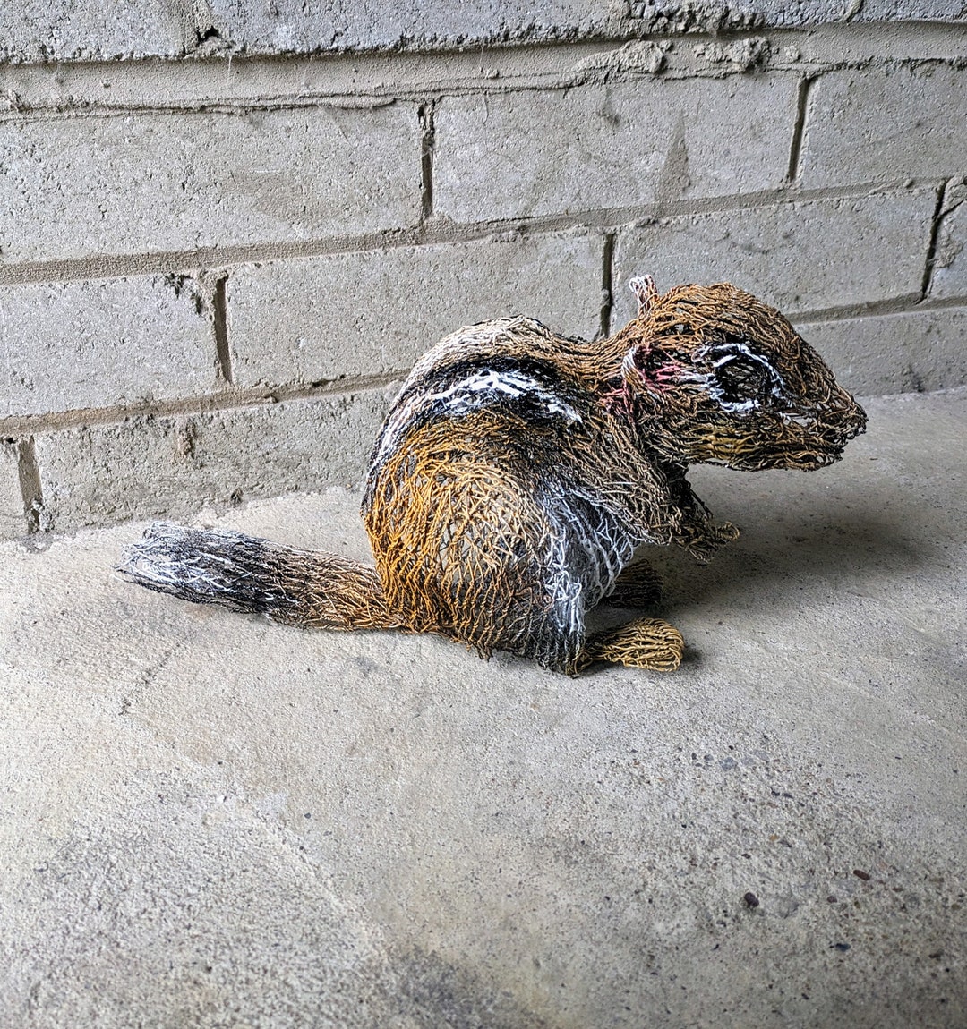 Adorable Wire Art Chipmunk Sculpture Handcrafted Home Decor Garden ...