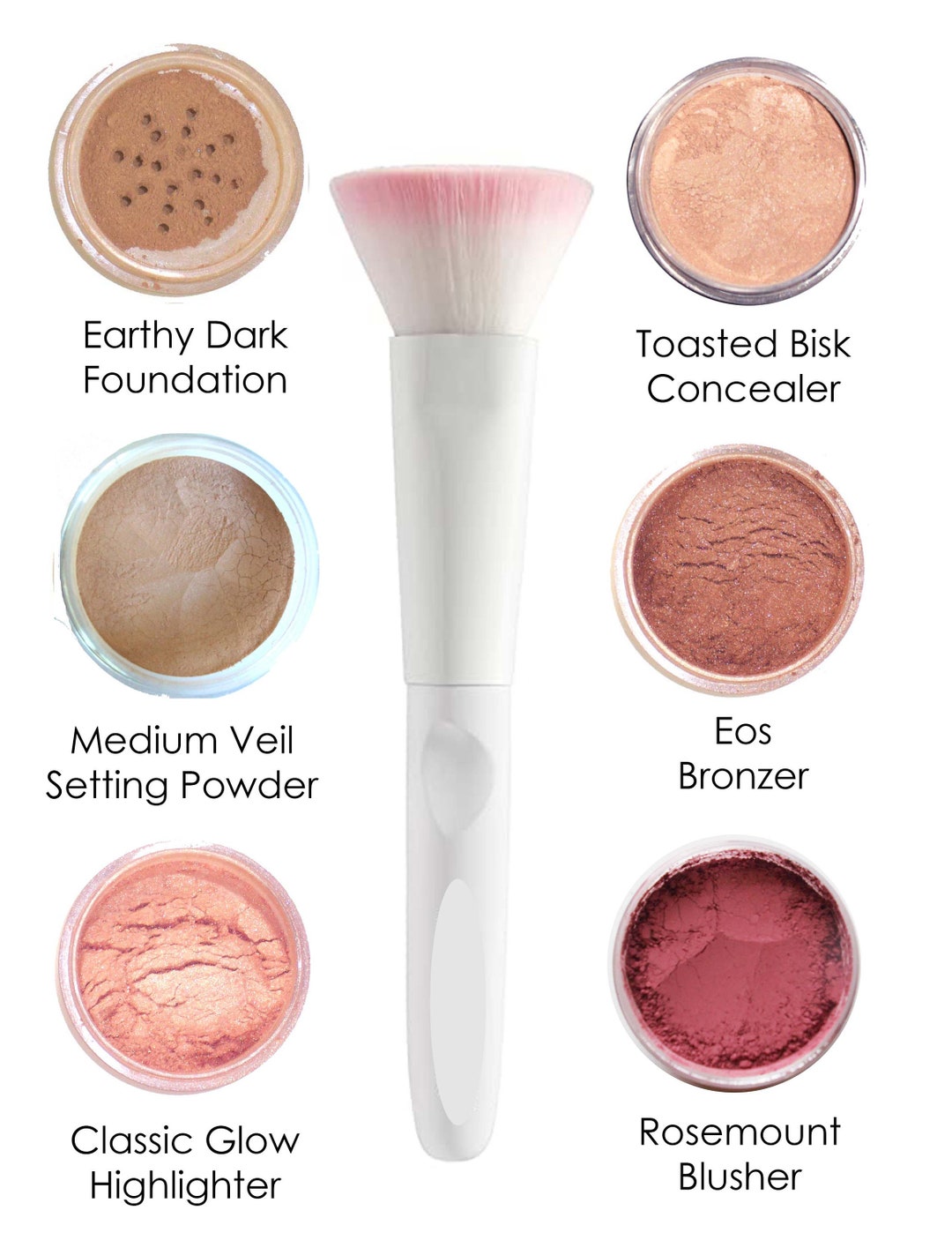 7pc DARK DEEP Face Powder Bundles: Foundation Concealer Bronzer Setting ...