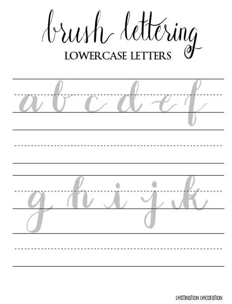Brush Lettering Practice Worksheets Lowercase Letters - Etsy