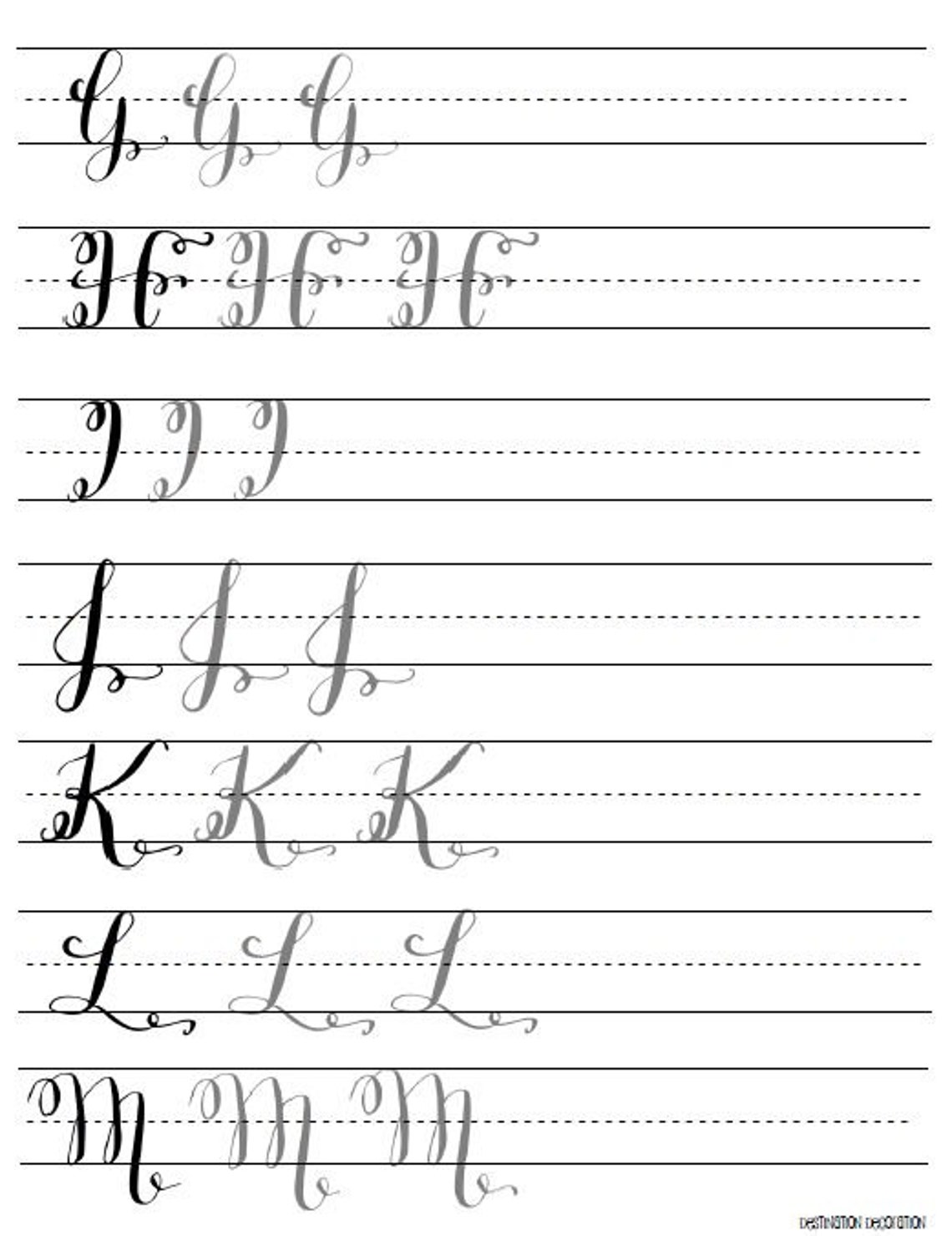 Modern Calligraphy Practice Worksheets Uppercase and | Etsy