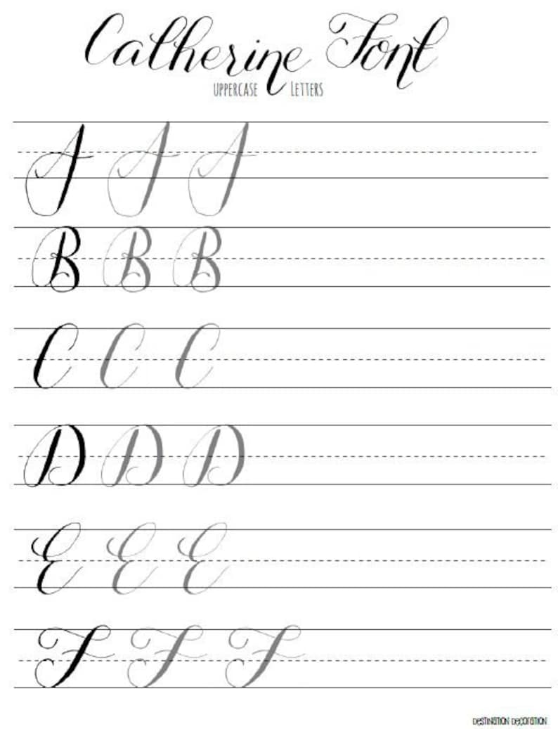 Modern Calligraphy Practice Worksheets Uppercase Letters - Etsy
