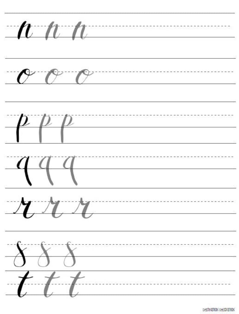 Modern Calligraphy Practice Worksheets Lowercase Letters - Etsy