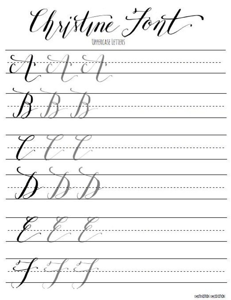 Modern Calligraphy Practice Worksheets Uppercase Letters Etsy