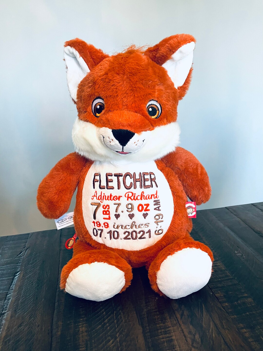 Personalized Fox, Custom Birth Stats Fox Stuffy, Woodland Baby Gift ...