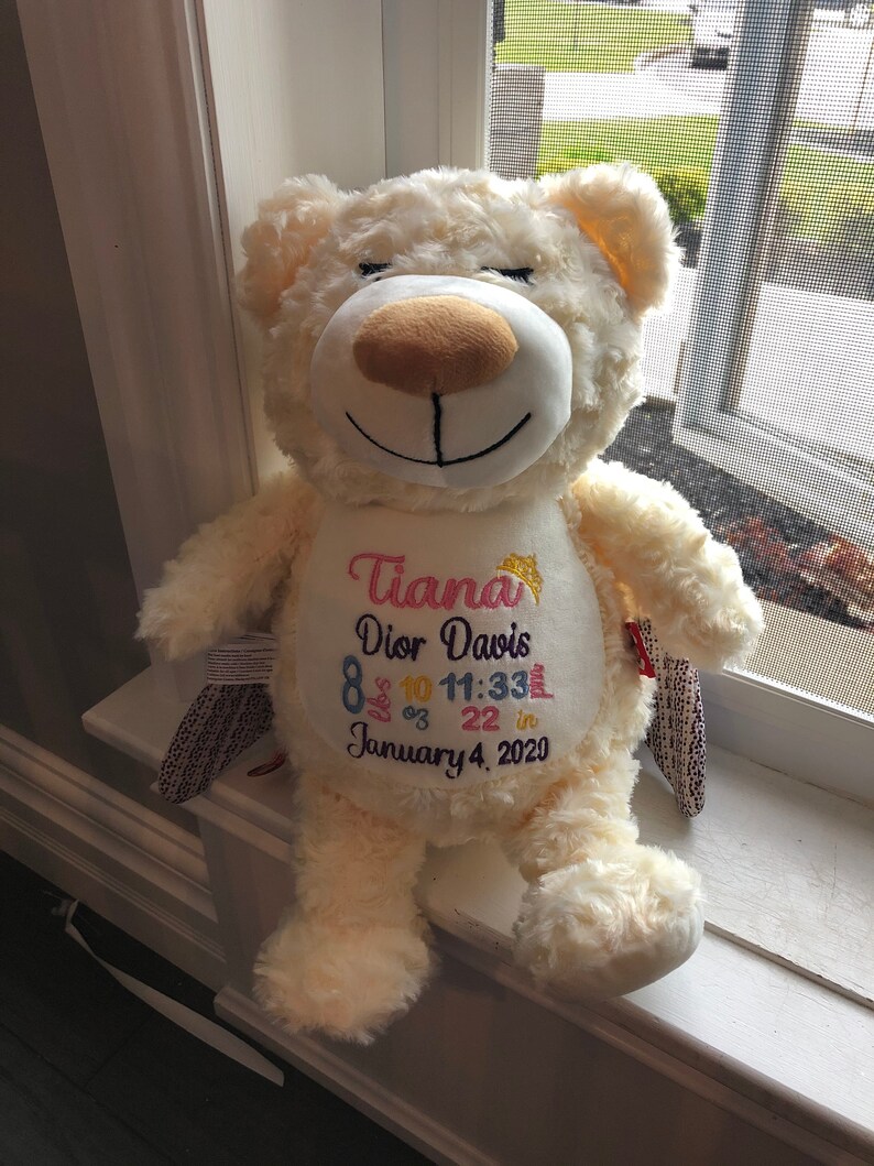 Personalized Bear Custom Birth Stats Teddy Bear Rainbow Baby | Etsy Canada