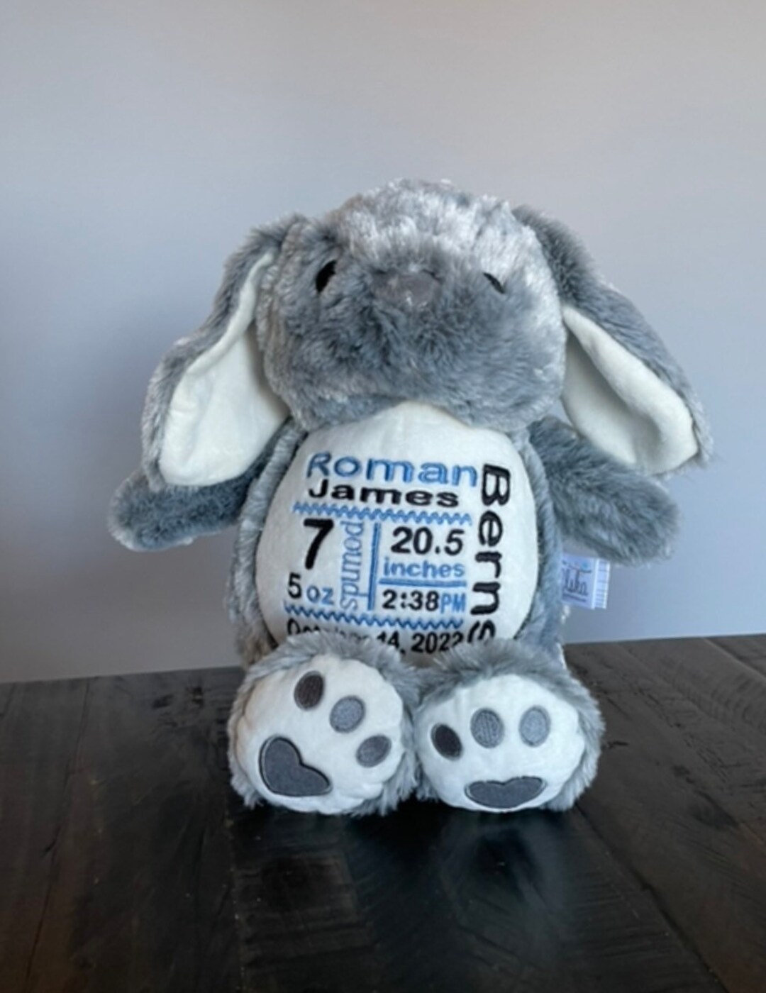 Personalized Bunny, Birth Info Stuffed Bunny Rabbit, Birth Stats Bunny ...