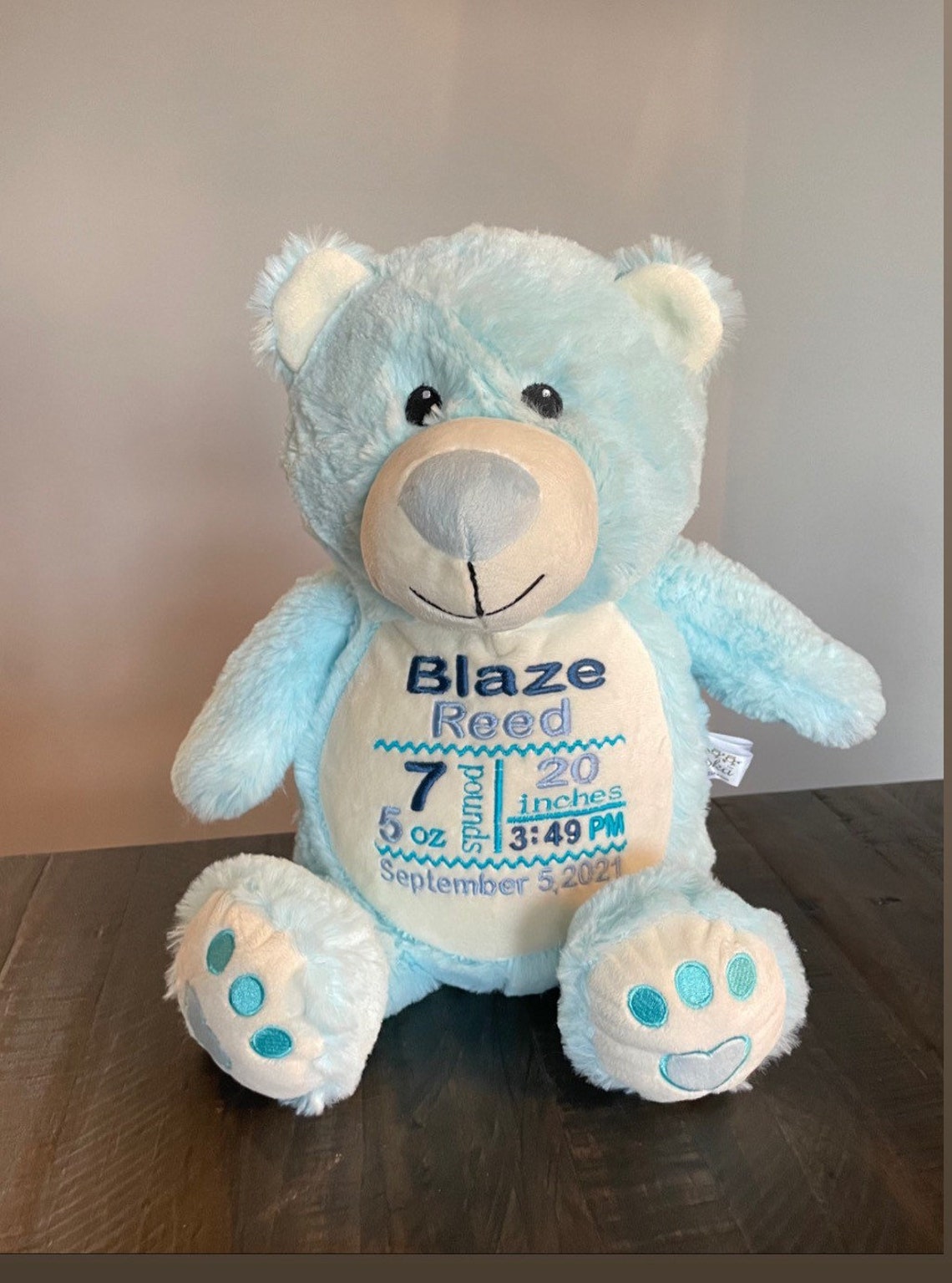 Personalized Bear, Custom Birth Stats Teddy Bear, Rainbow Baby Gift ...