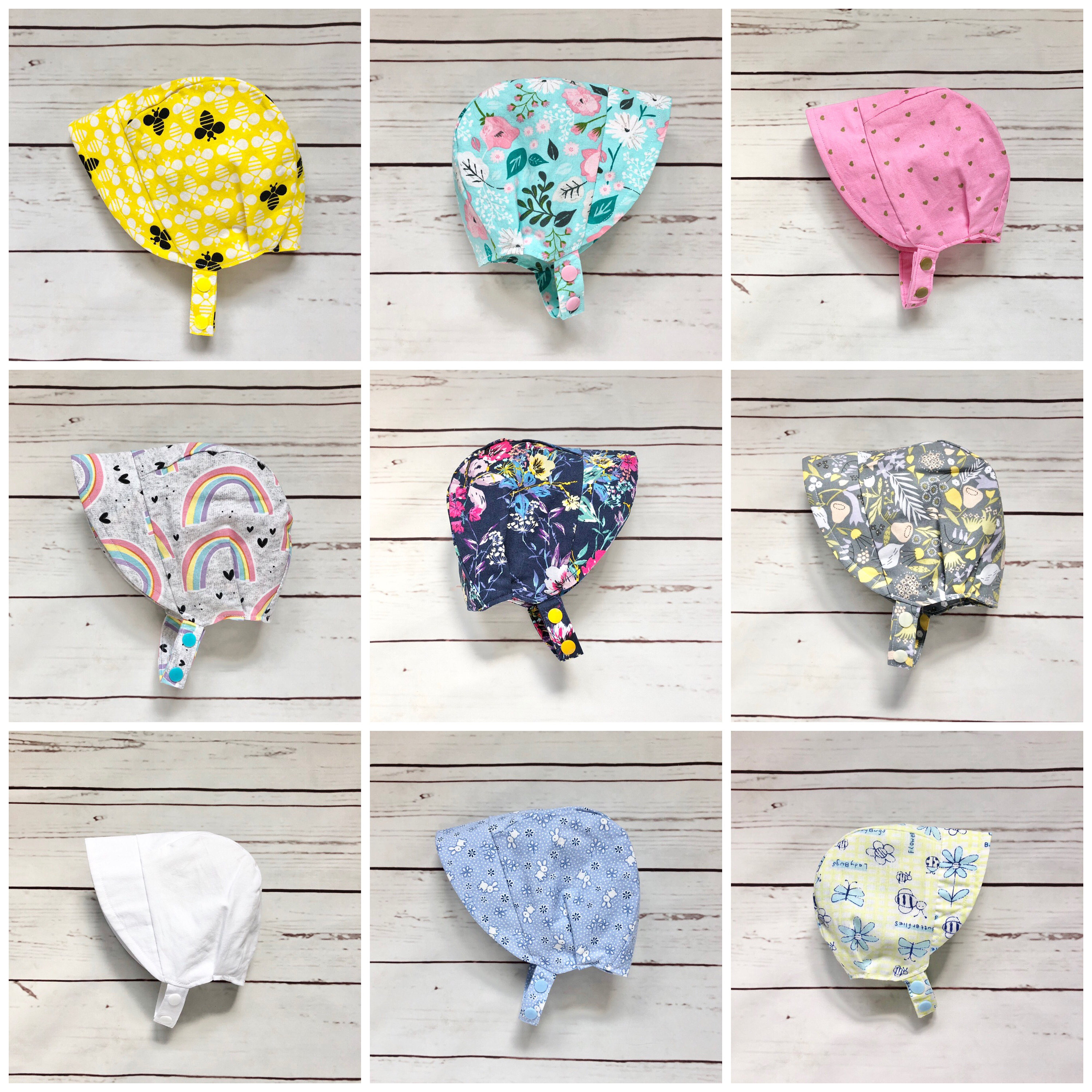 Baby Girl Sun Bonnet with snaps Baby Sun Hat Baby hat with | Etsy