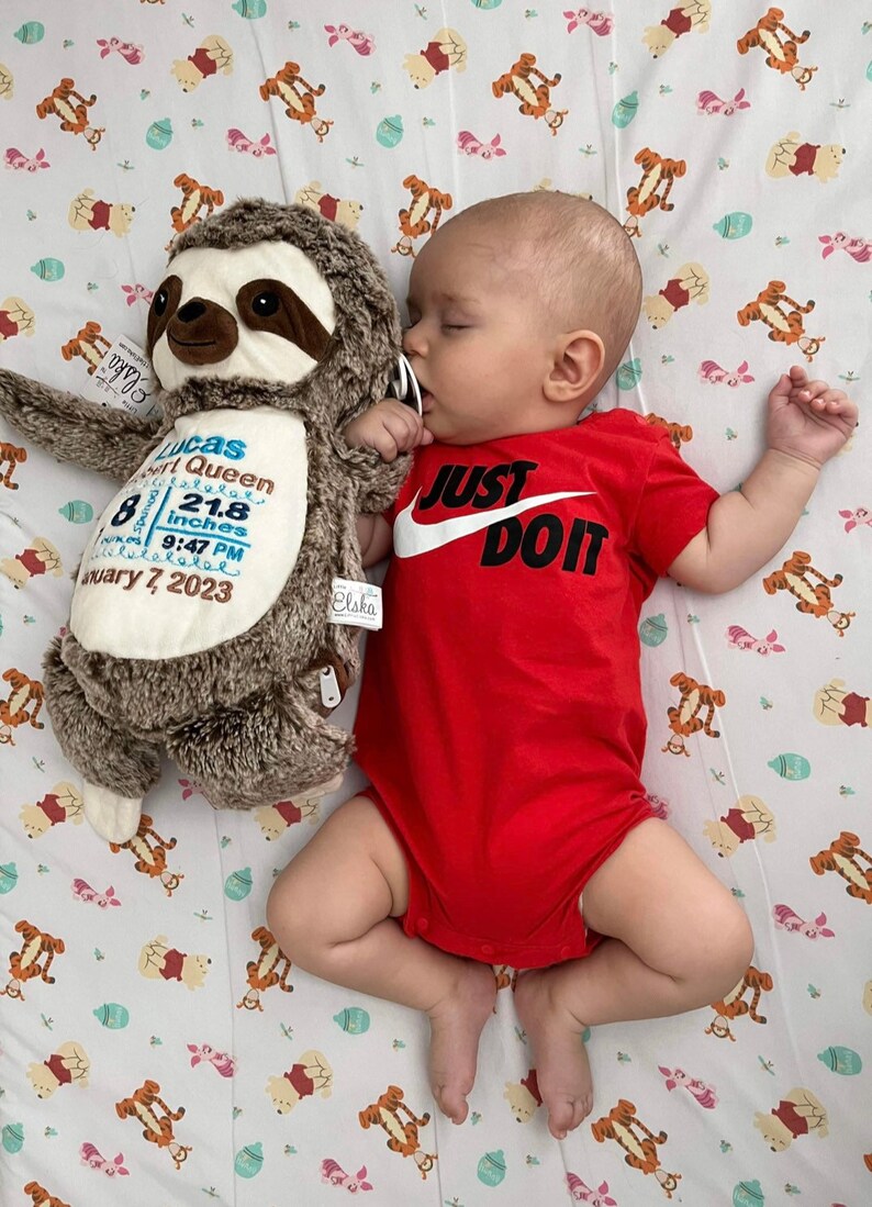 Personalized Sloth, Birth Stats Sloth Stuffy, Birth Announcement ...