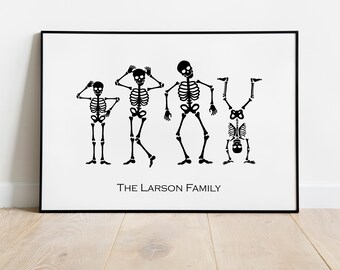 Skeleton Family Print - Etsy