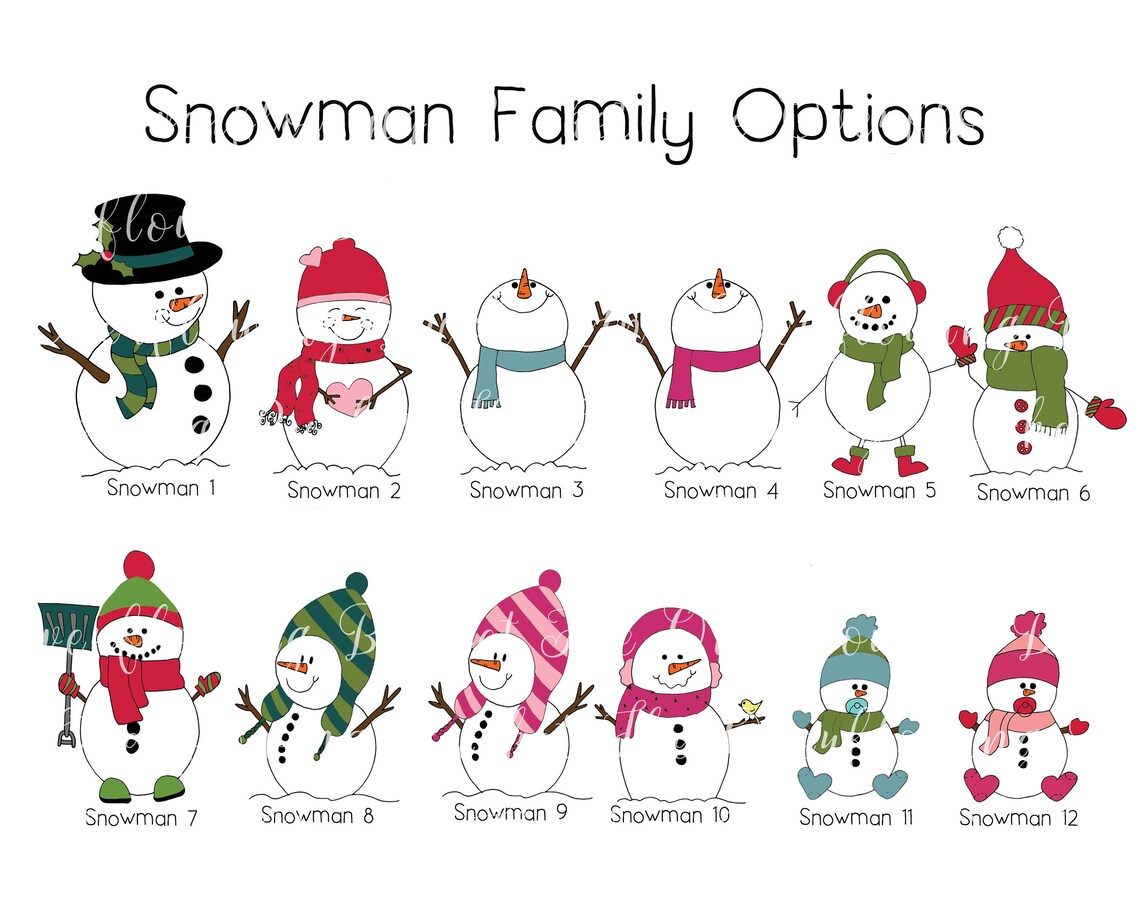 Christmas Snowman Family Portrait 11x14 Digital Copy - Etsy