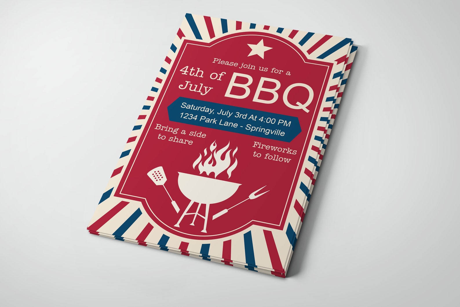 Invitation au barbecue dété modifiable de fête du 4 | Etsy