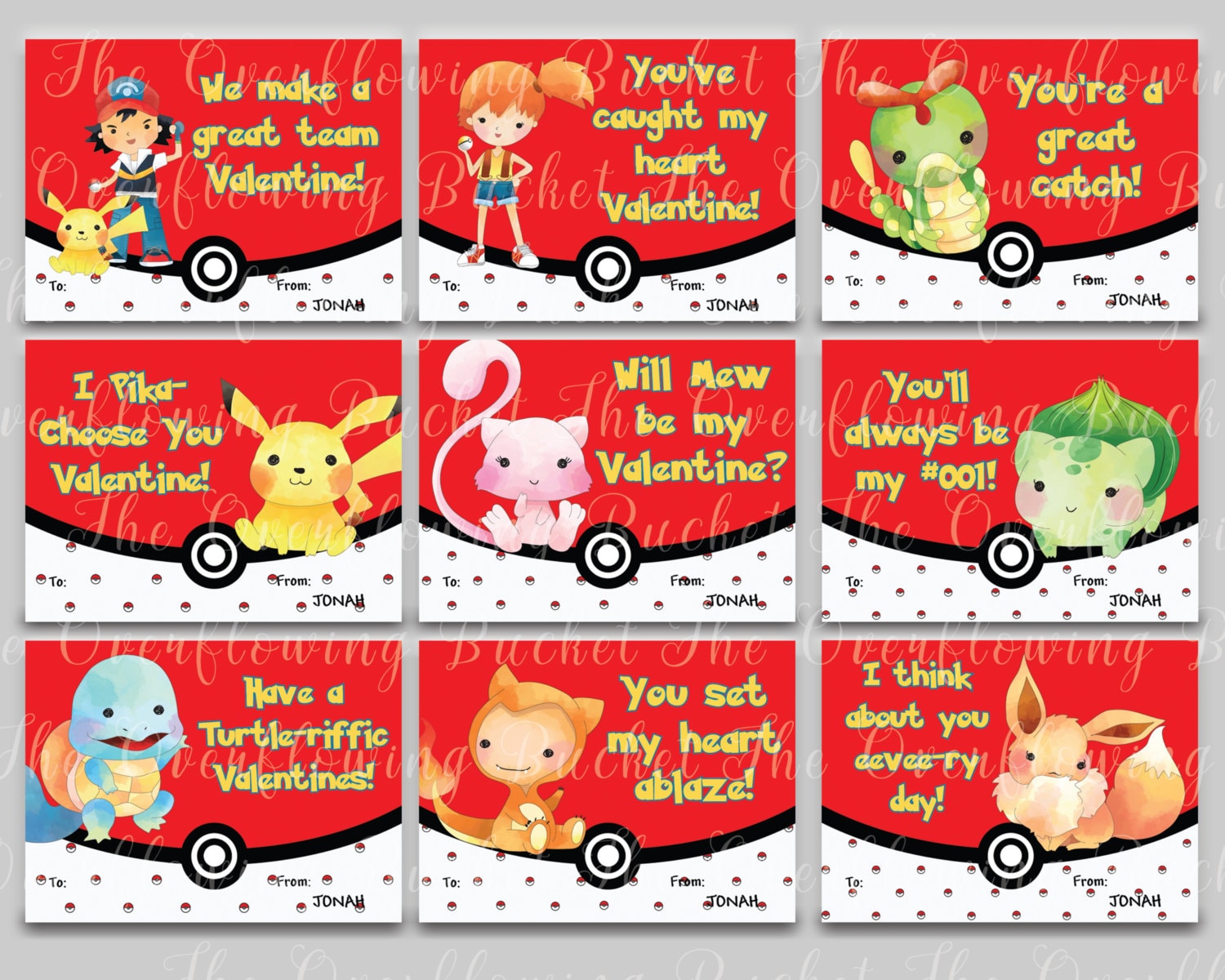 Pokemon Inspired Valentine Cards Kids Valentine Cards | Etsy