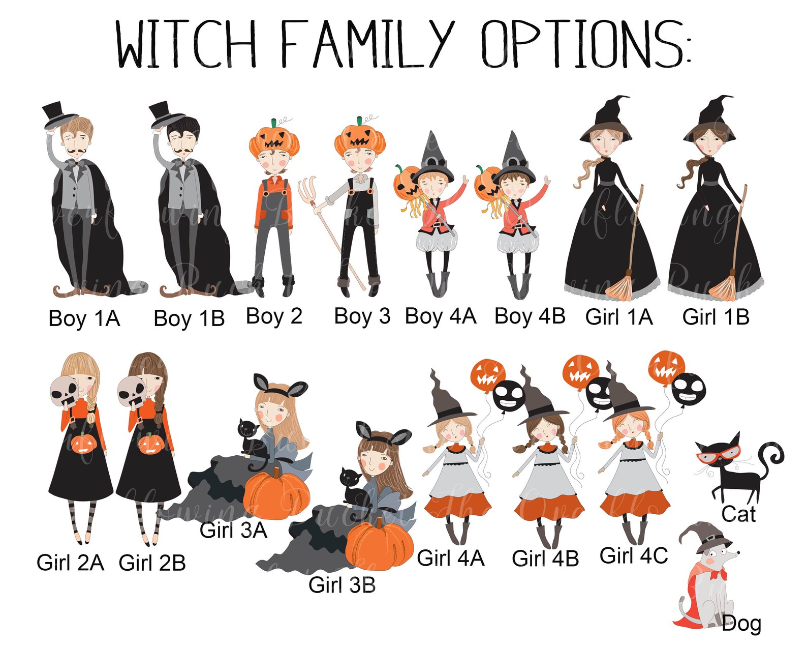 Witch Halloween Family Portrait Halloween Décor Digital | Etsy