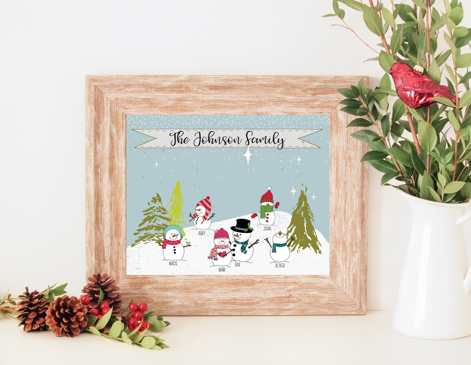 Christmas Snowman Family Portrait 11x14 Digital Copy - Etsy