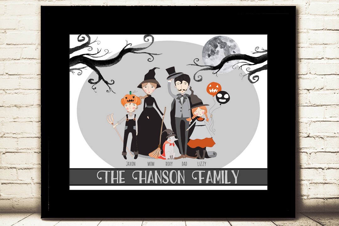 Witch Halloween Family Portrait Halloween Décor Digital Art Print Witch ...