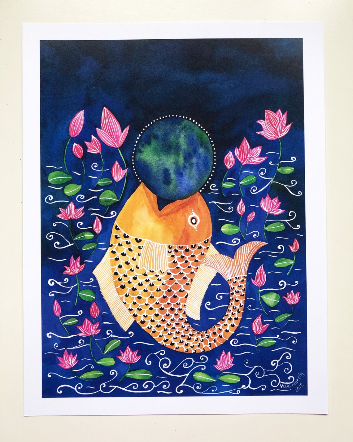 Matsya (fish) Avatar, Dashaavatars of Lord Vishnu, Fish Painting ...