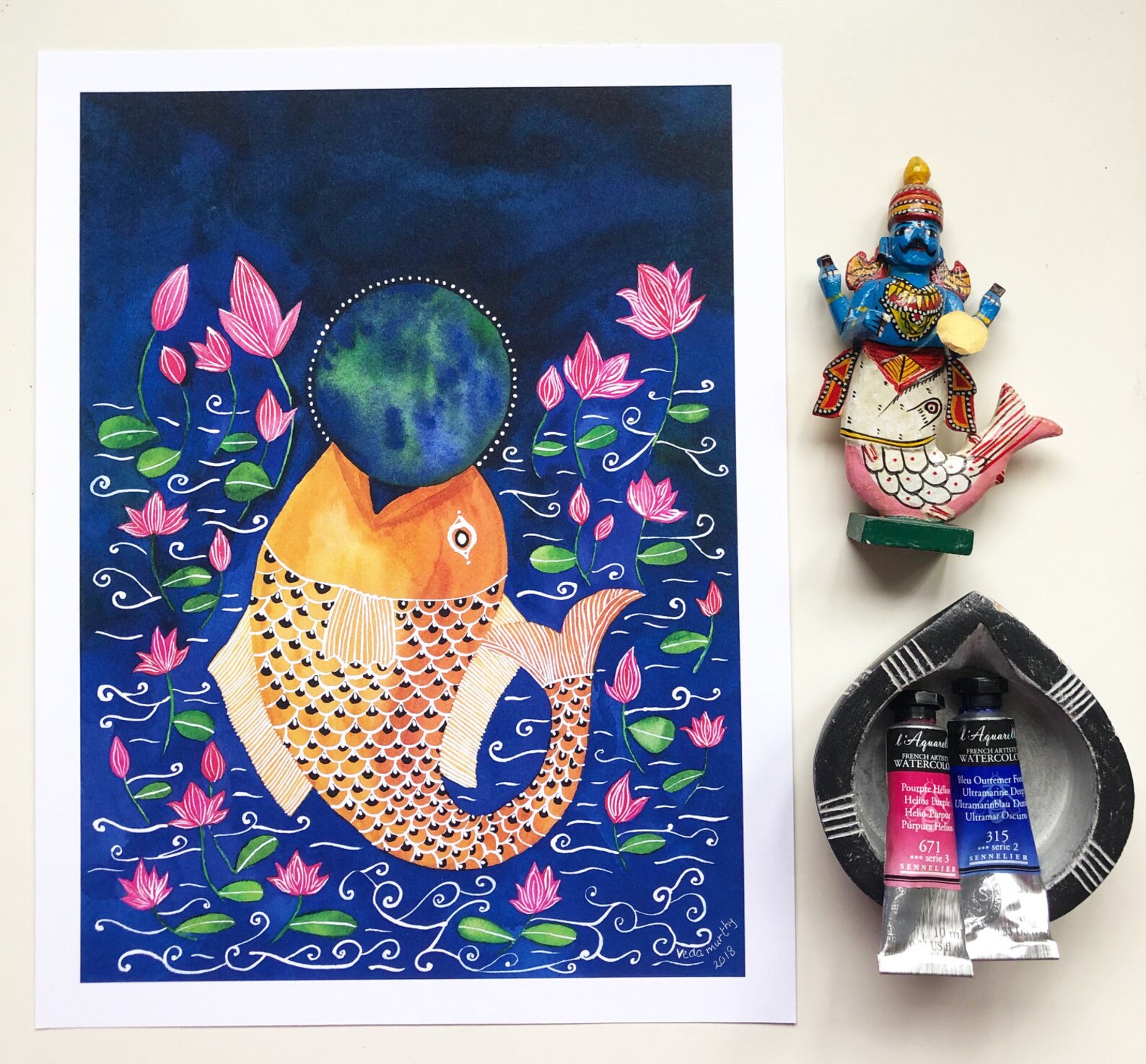 Matsya (fish) Avatar, Dashaavatars of Lord Vishnu, Fish Painting ...