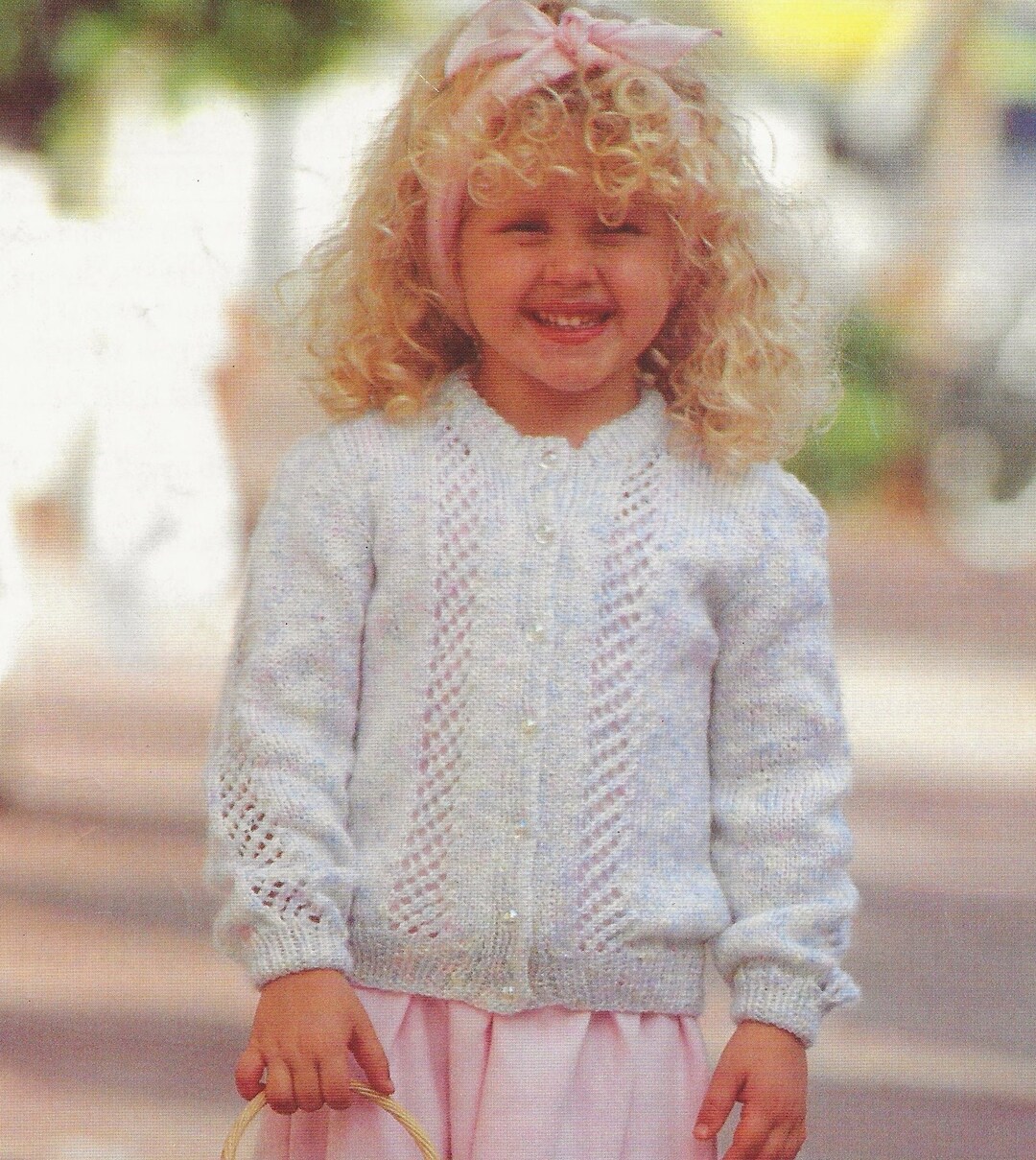 Girls Cardigan PDF Knitting Pattern Lovely Lace Panel Double Knit 8ply ...