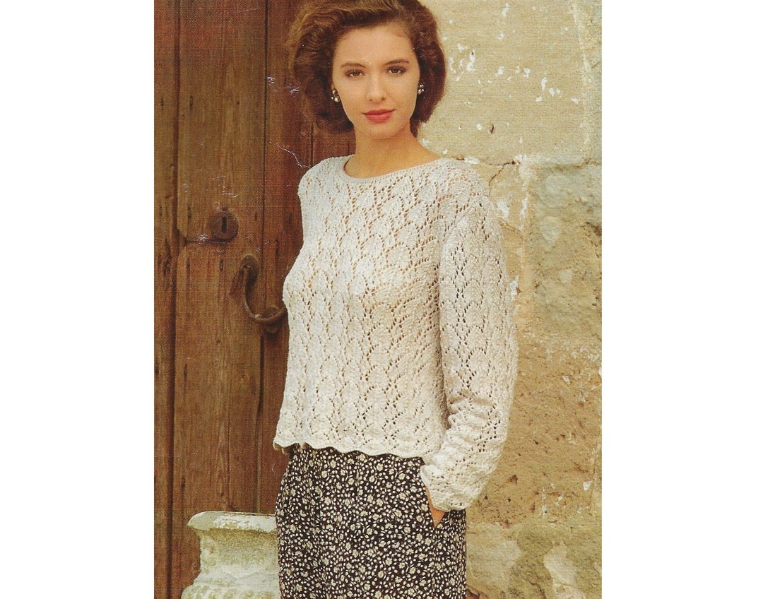 Ladies Lacy Sweater Knitting PDF Pattern Summer Cotton DK 34-40" in ...