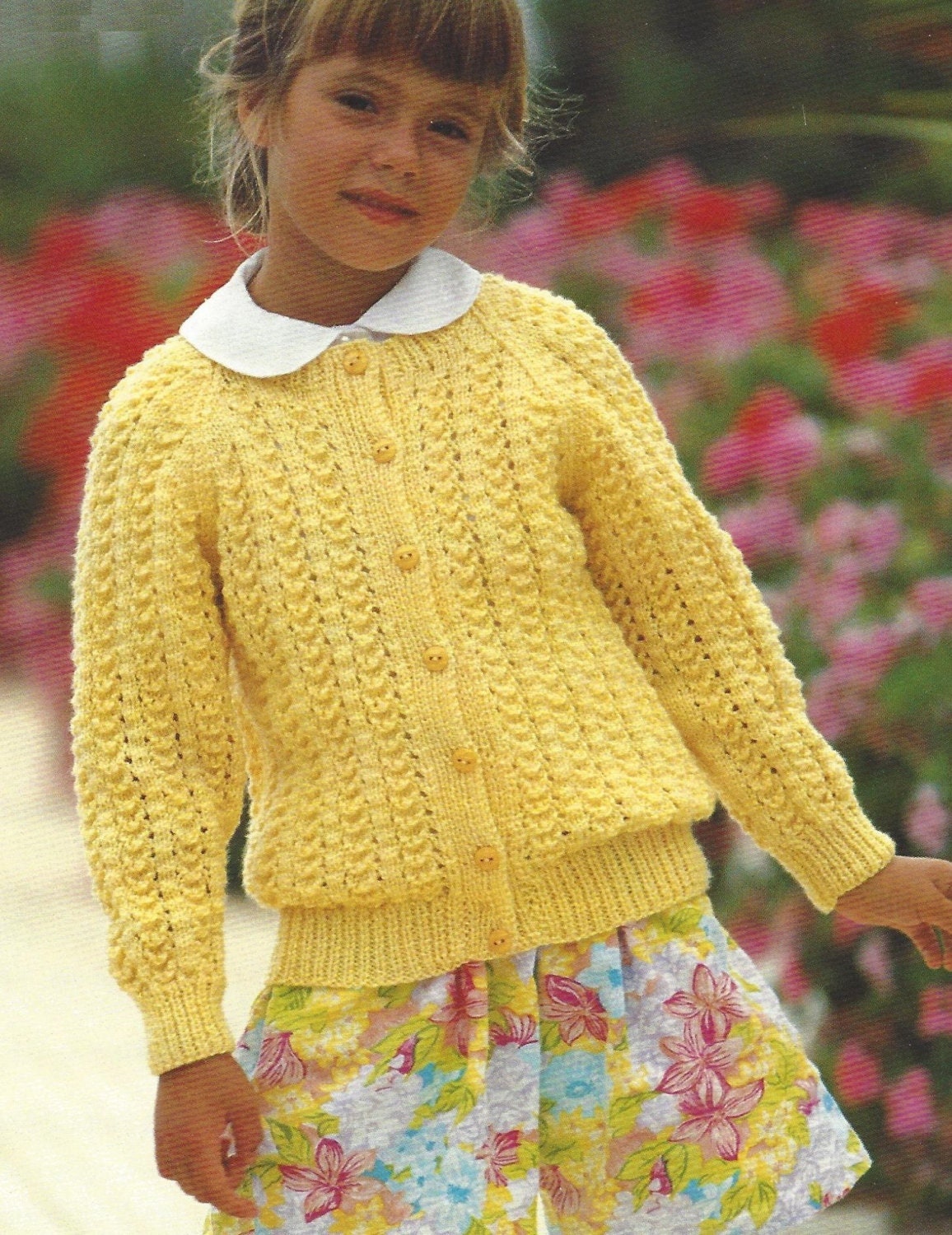 Girls PDF Knitting Pattern Lace Cardigan 20-30 Double Knitting Raglan ...