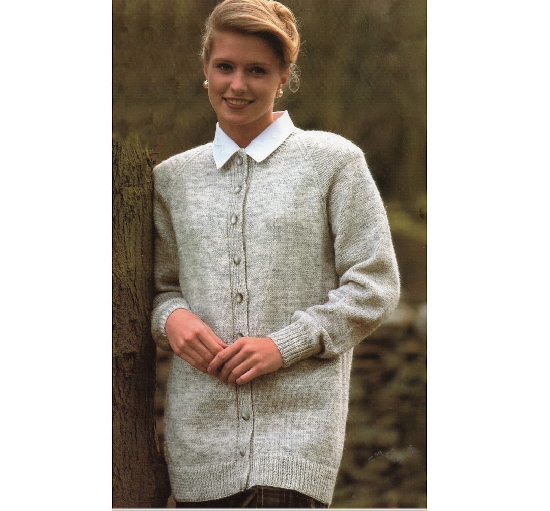 Ladies Easy Knit Classic Cardigan PDF Knitting Pattern 4ply DK Aran ...