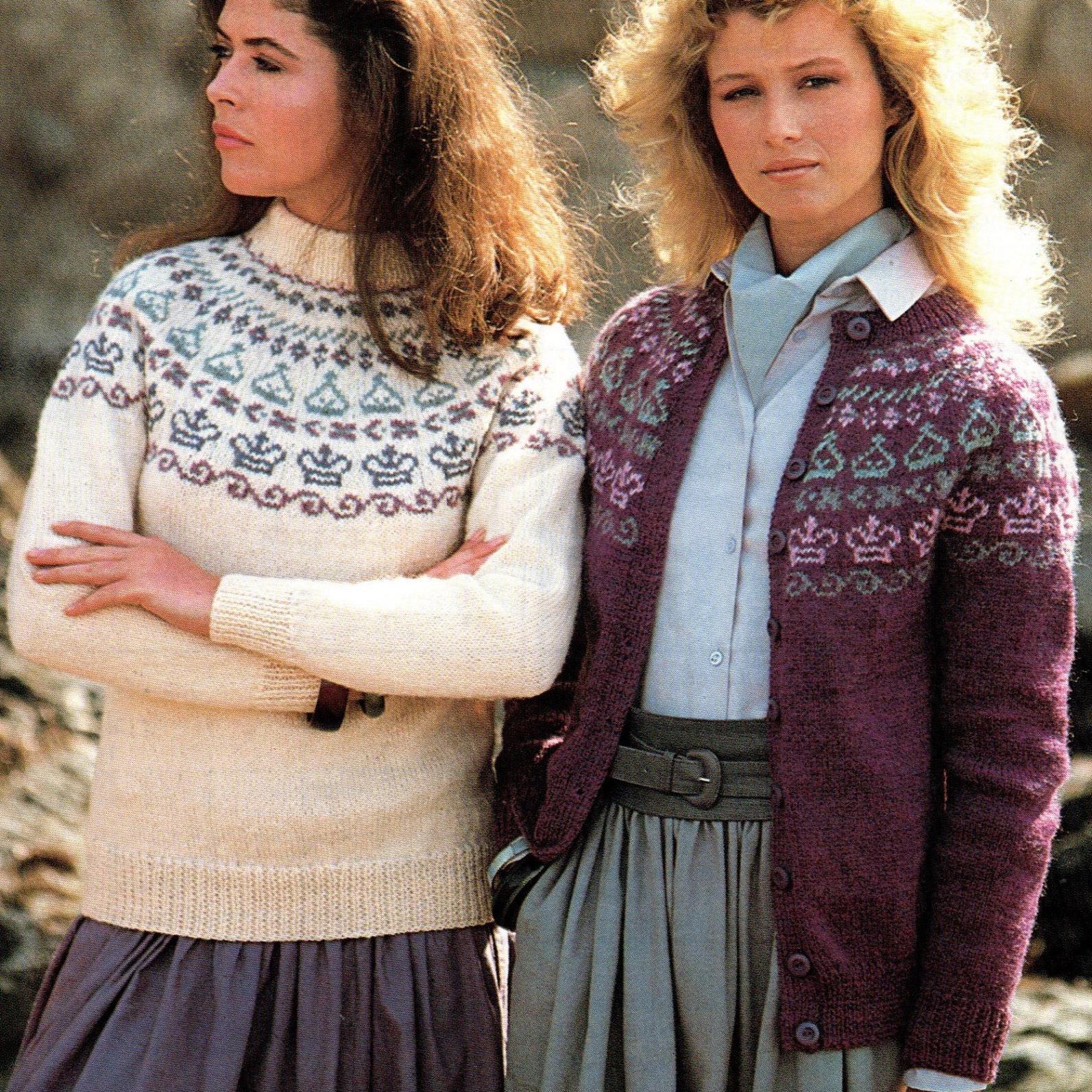 Ladies Fair Isle Yoke Cardigan & Sweater PDF Knitting Pattern DK 30-40 ...