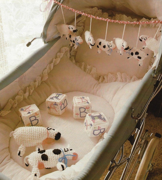 Baby Pram Toy Mobile With Sheep & Cows Plus Building Blocks - Etsy