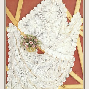 Baby Pram Cover and Cot Cover, Shawl PDF Knitting Pattern Double ...