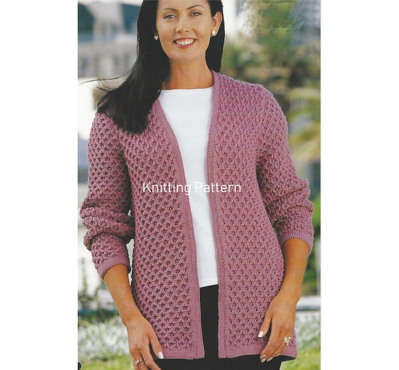 Ladies Jacket Edge to Edge V-neck PDF knitting - Etsy