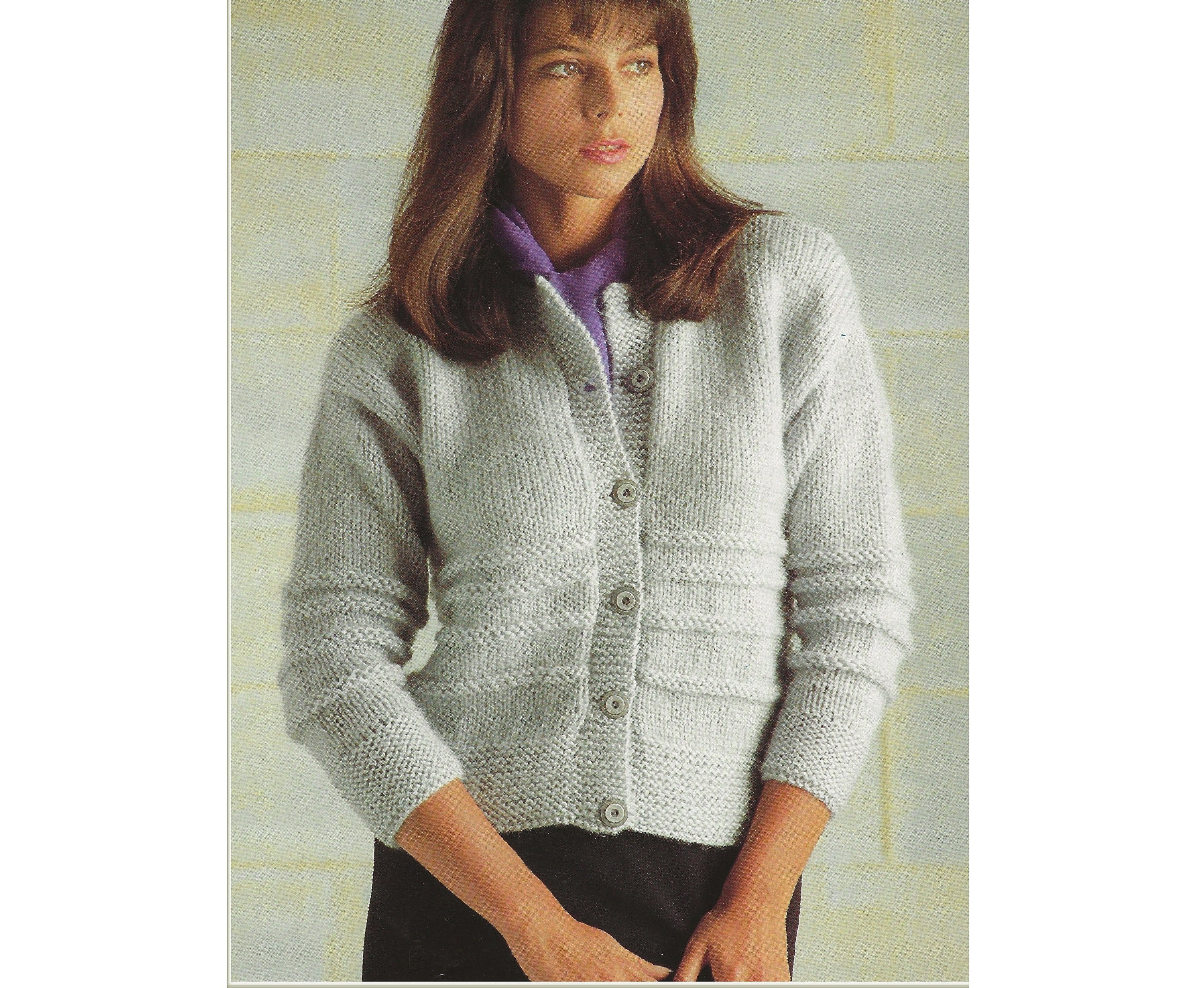 Ladies PDF Chunky Easy Knit Cardigan Knitting Pattern 28-44" in English ...