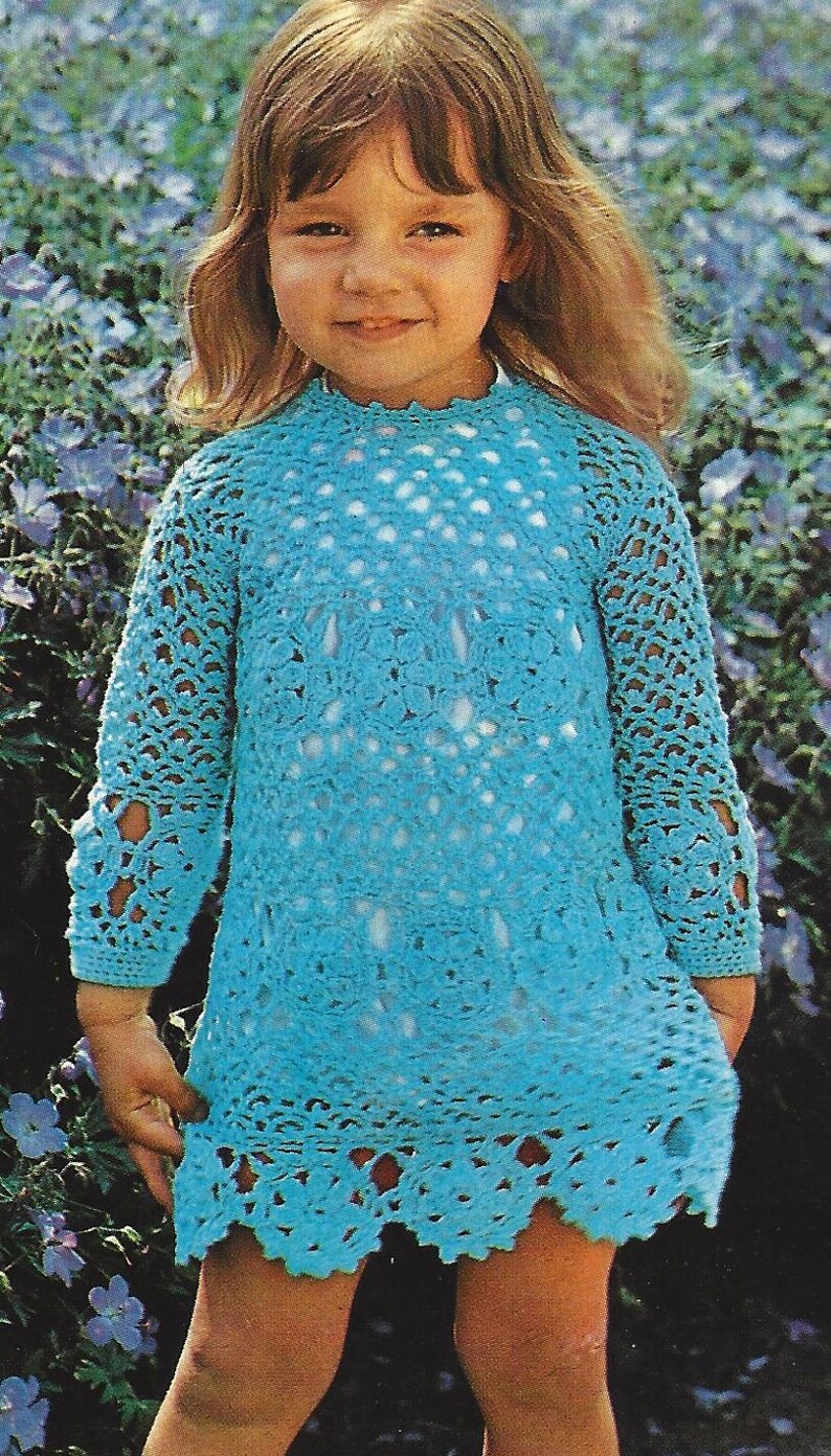 Crochet Dress Pattern for Girls, 4ply (21-25