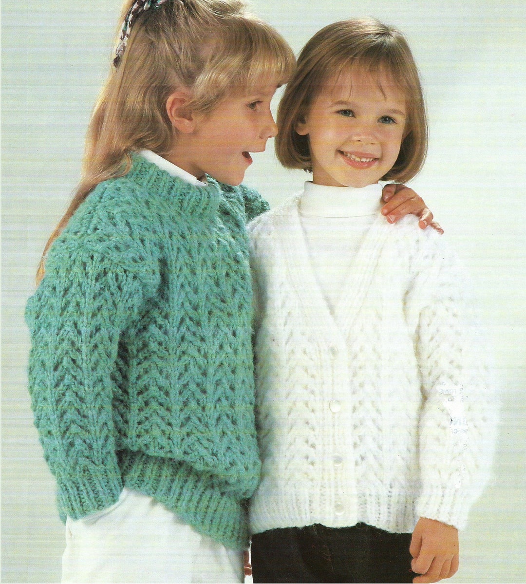 Girls Chunky Sweater and Cardigan PDF Knitting Pattern 24-32" in ...