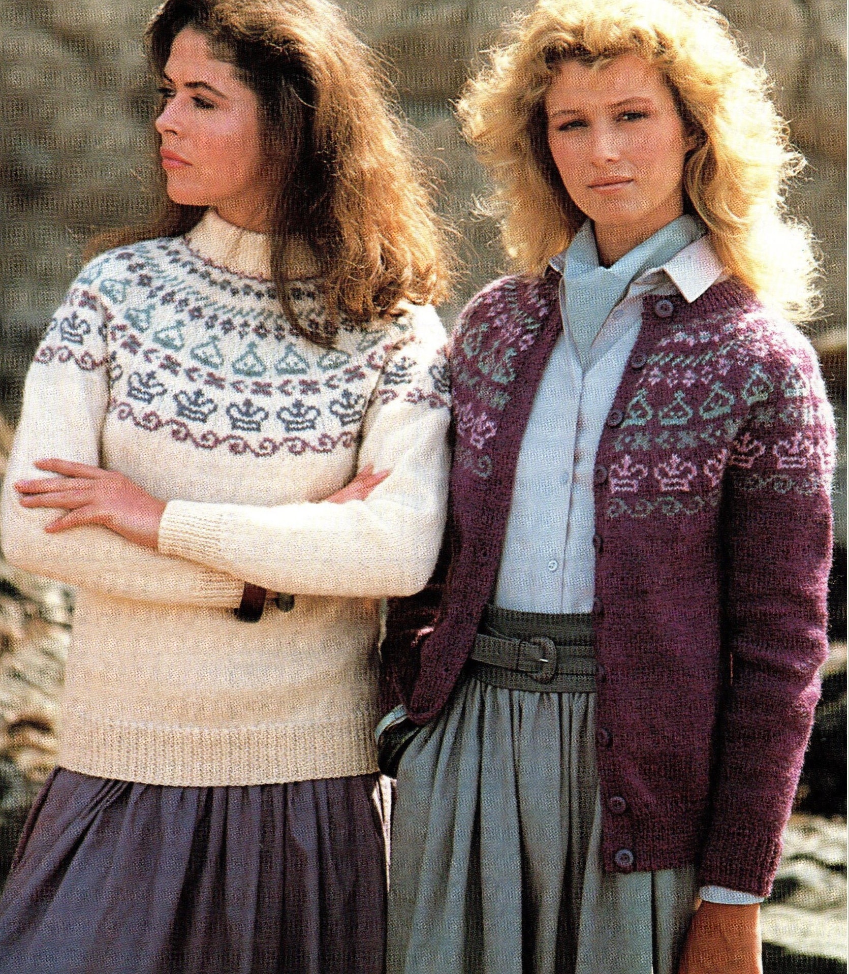 Ladies Fair Isle Yoke Cardigan & Sweater PDF Knitting Pattern DK 30-40 ...