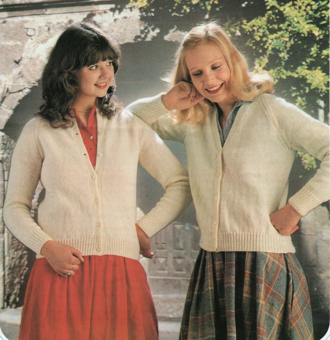 Ladies Classic Cardigan PDF Knitting Pattern V or Round Neck & Raglan ...