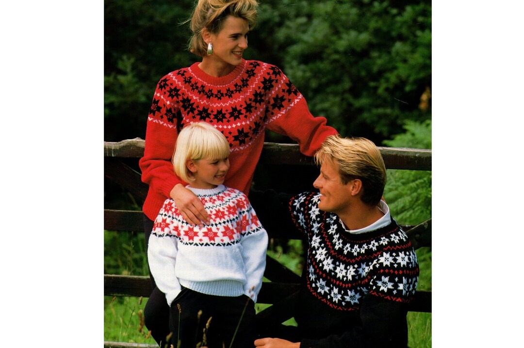 Fair Isle Family Yoke Sweater PDF Knitting Pattern 26-44" DK Ladies ...