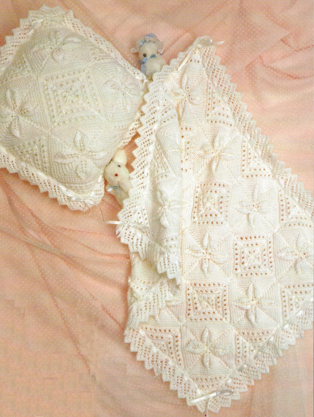 PDF Baby Blanket Cushion Pram Cover Knitting Pattern DK (8ply) 338 ...