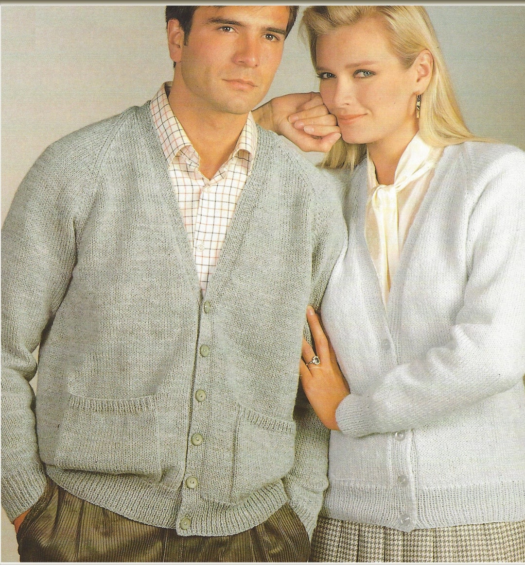 Ladies Men's Easy Knit Classic Cardigan/jacket PDF Knitting Pattern DK ...