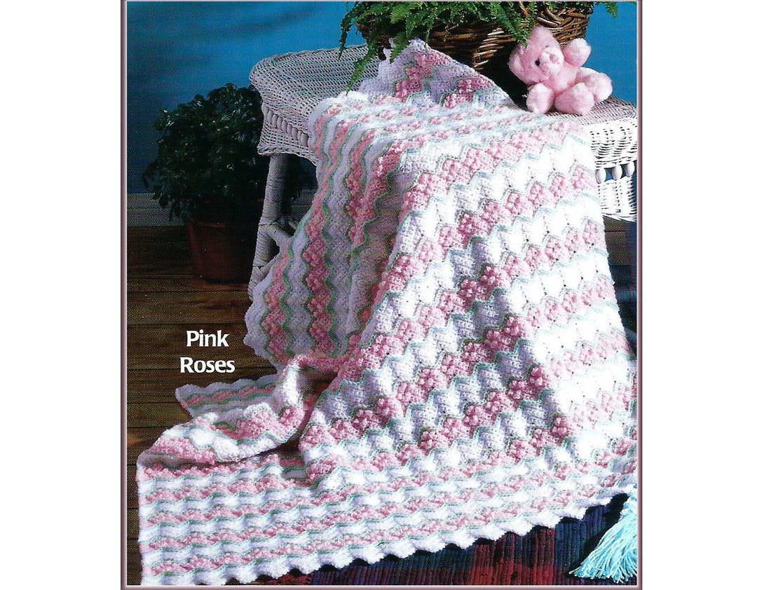 Baby Blanket Afghan Cover PDF Crochet Pattern Pink Roses 126 - Etsy