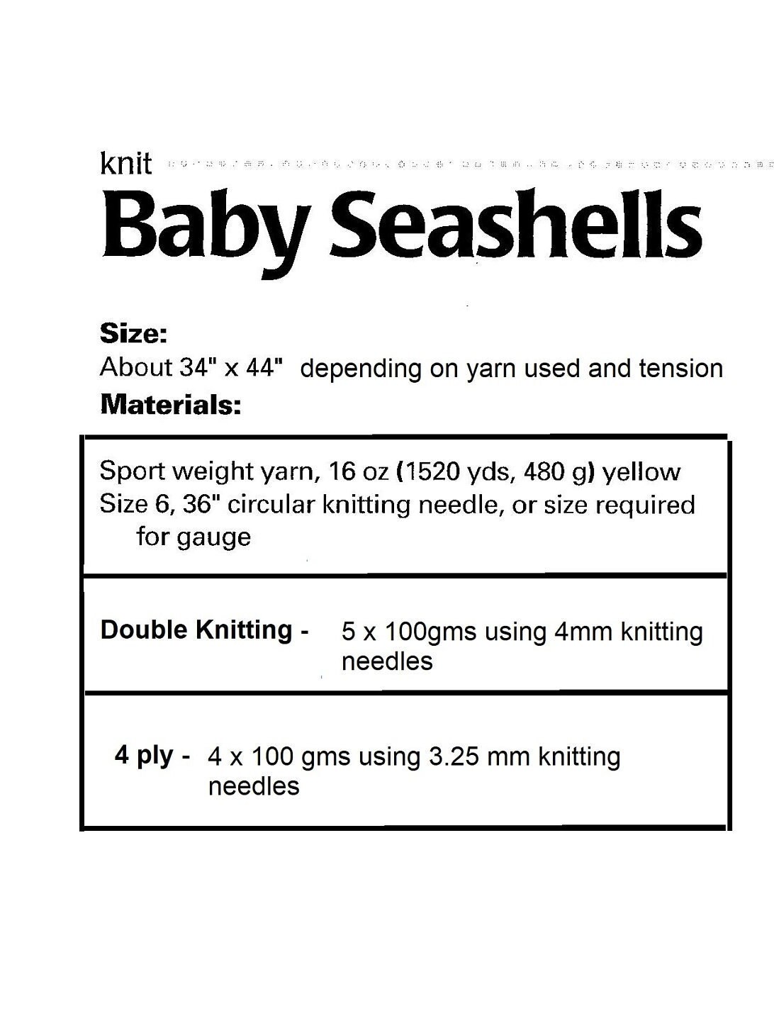 Baby Blanket/shawl PDF Knitting Pattern "seashells" DK or 4ply in ...
