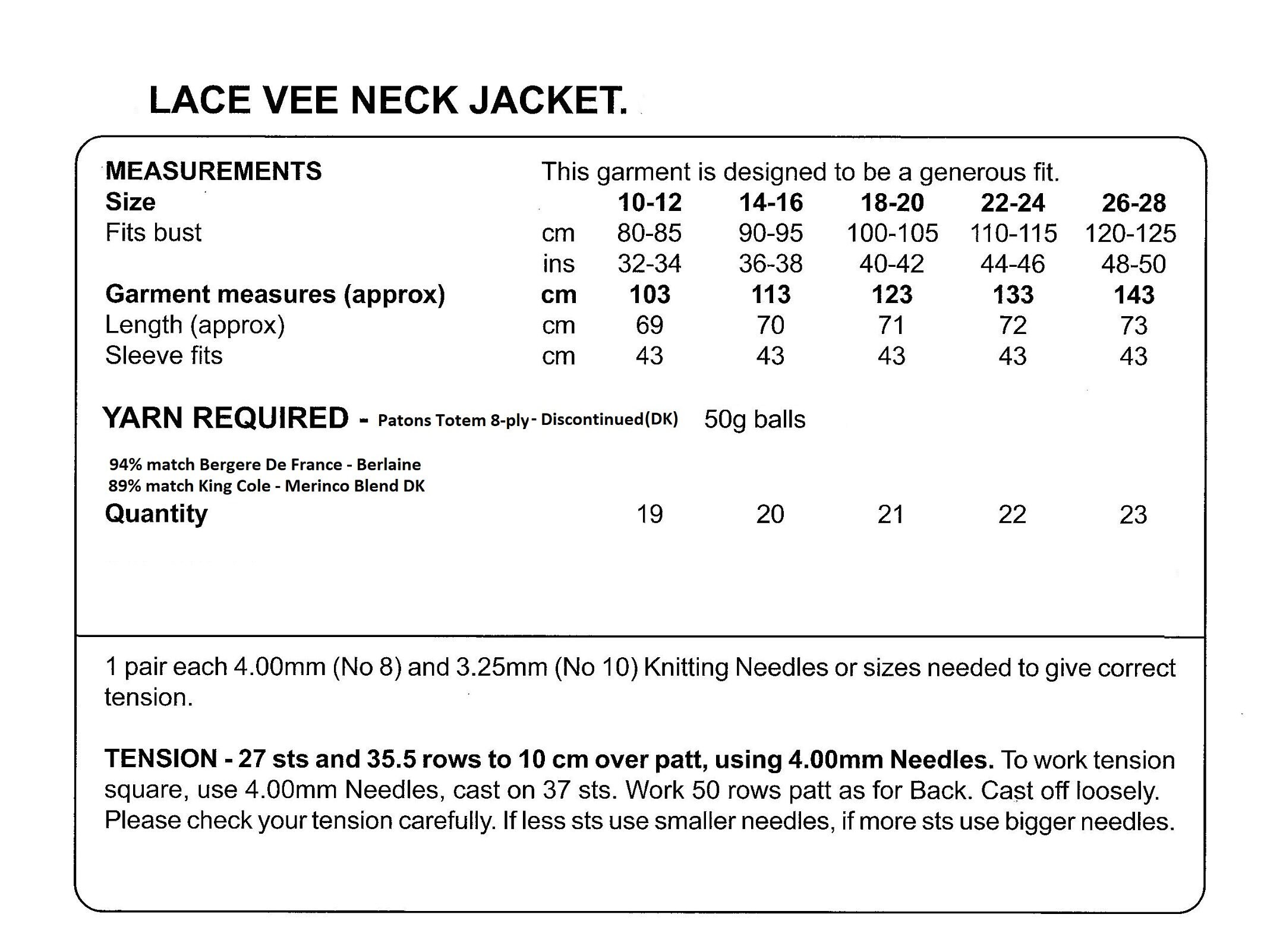 Ladies Jacket Edge to Edge V-neck PDF knitting - Etsy