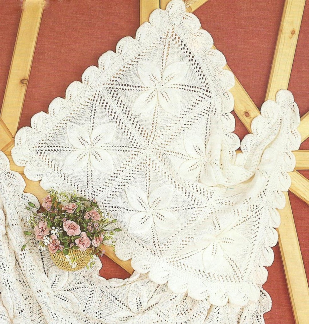 Baby Pram Cover and Cot Cover, Shawl PDF Knitting Pattern Double ...