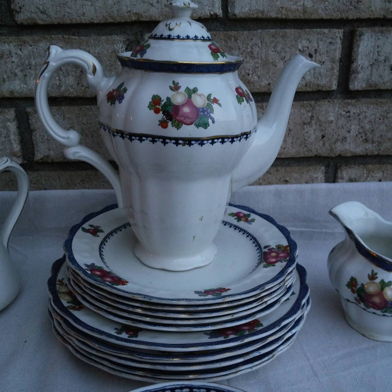 Rare 26 Piece Booths Fish Bone Tea Set 104 Years Old. Print 8093 - Etsy