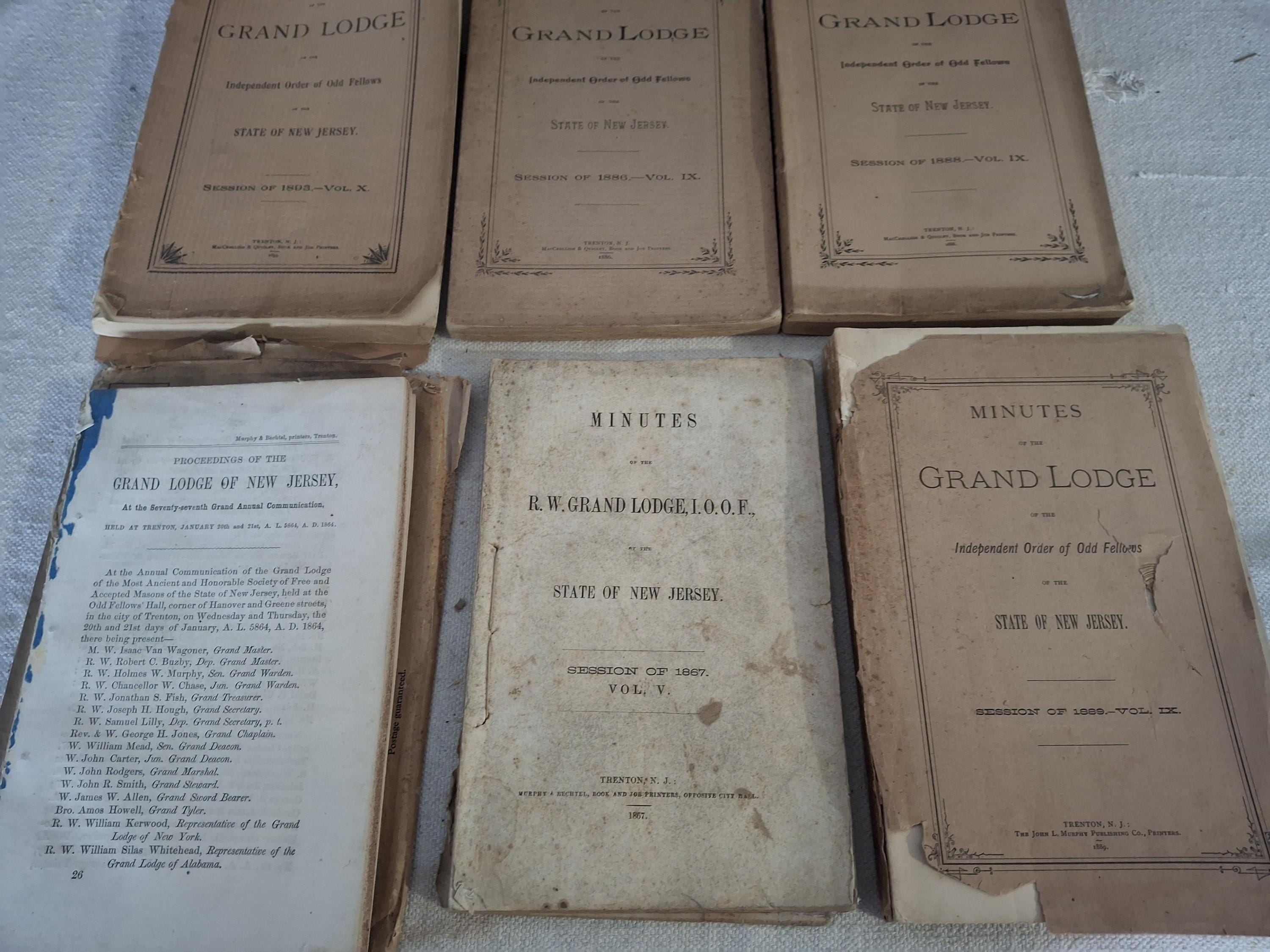 Collection of 6 Masonic Minutes of the Grand Lodge Transcript and Hand ...