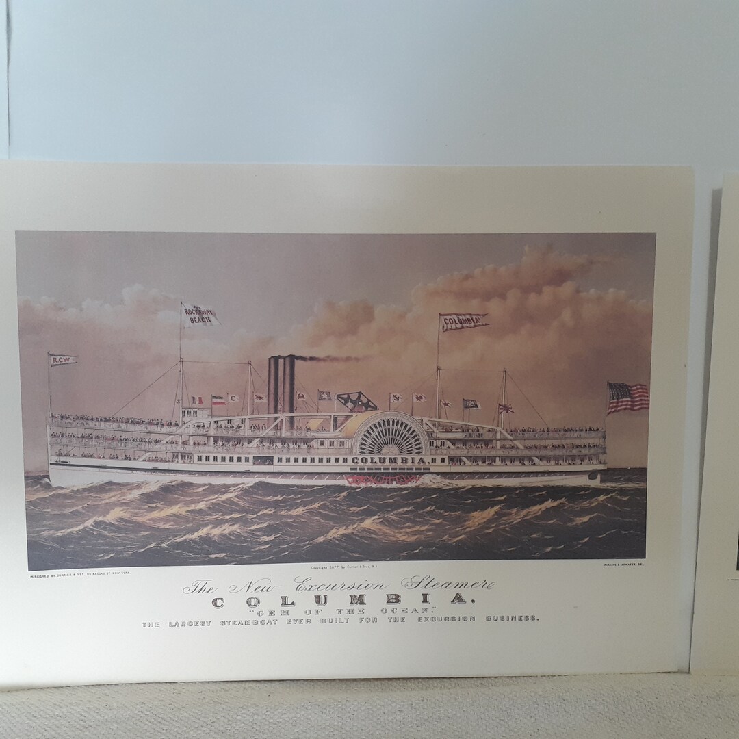 Collection of 4 Antique Currier and Ives Steamboat Lithograph - Etsy