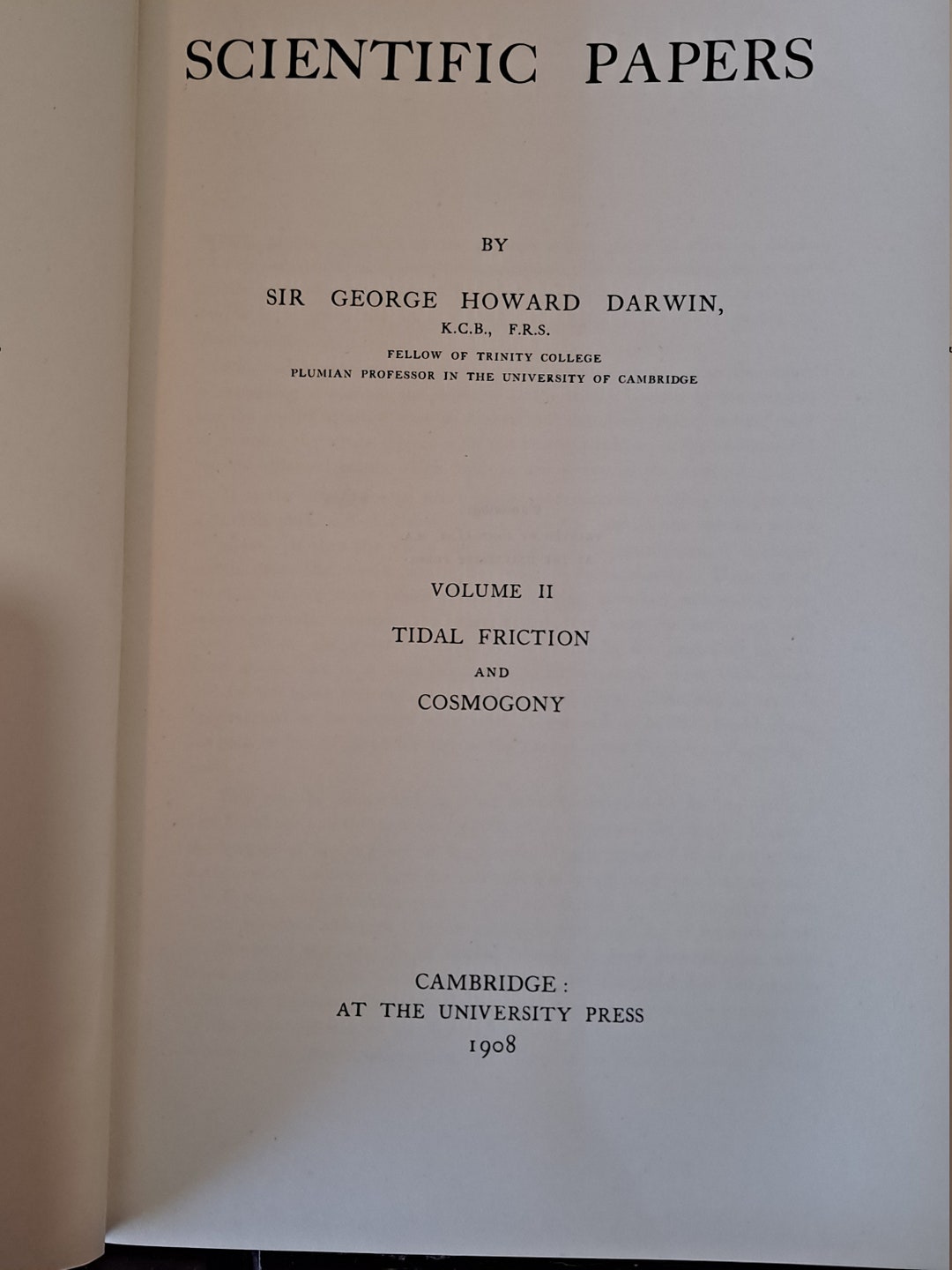 1908 Scientific Papers by Sir George Howard Darwin - Etsy