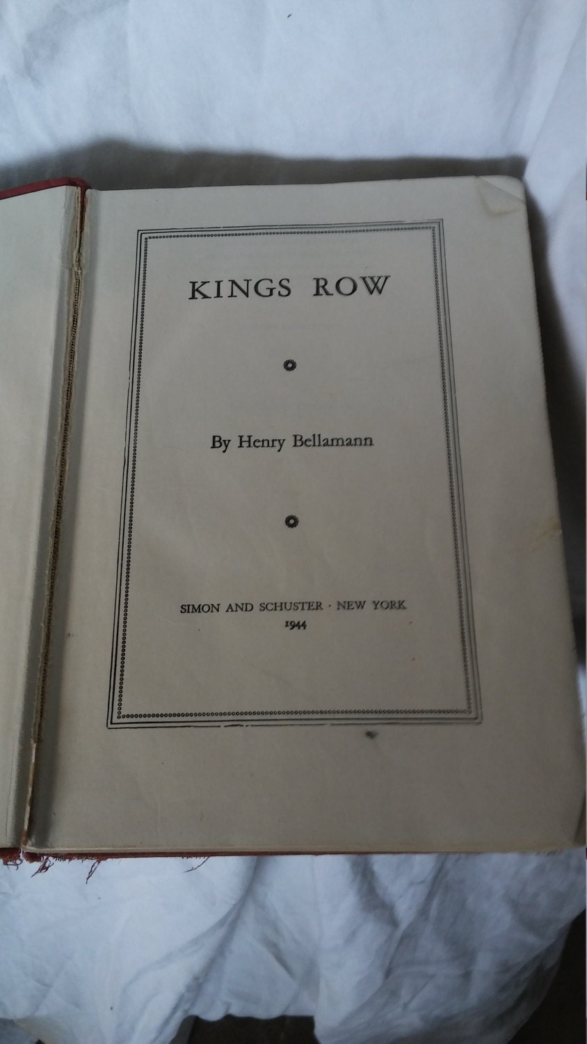 First Edition of Kings Row by Henry Bellamann - Etsy