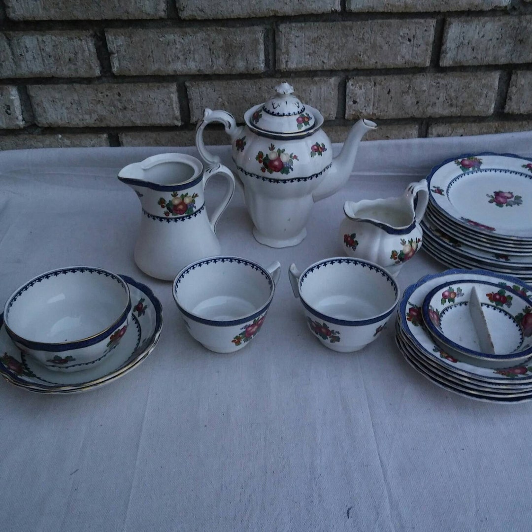 Rare 26 Piece Booths Fish Bone Tea Set 104 Years Old. Print 8093 - Etsy