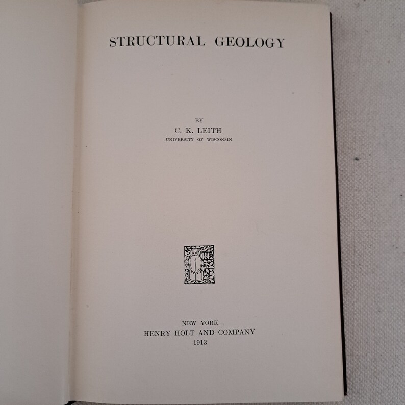 1913 First Edition Structual Geology by Charles Keneth Leith - Etsy